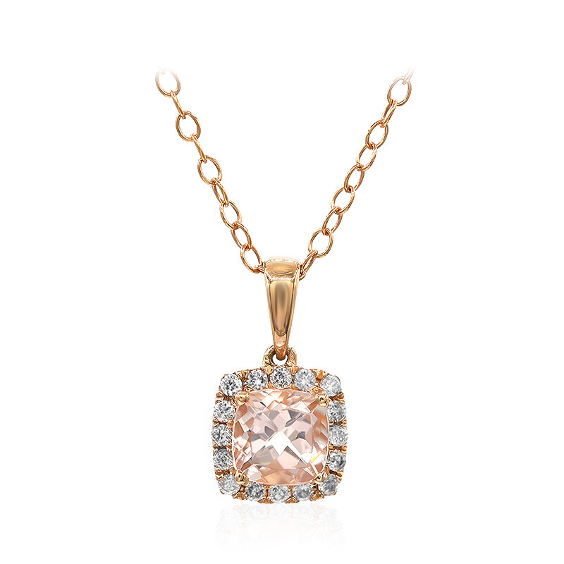 Collier en or rose Morganite AAA, Mozambique, 0,93 ct