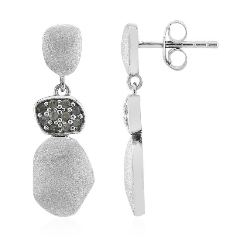 Boucles d'oreilles en argent platiné avec alexandrite indienne chic